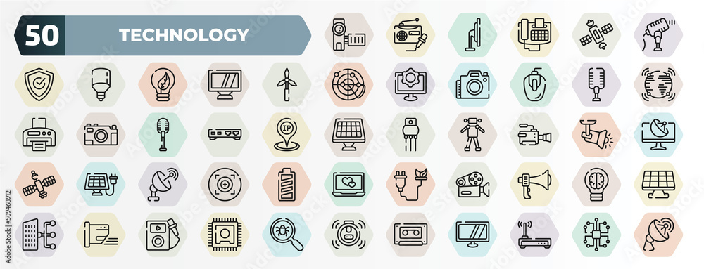 set of 50 thin line technology icons. outline icons such as little ...