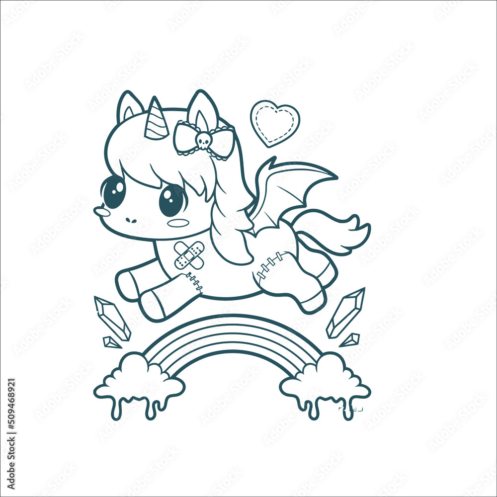 Pastel goth coloring page for all ages Stock Vector | Adobe Stock