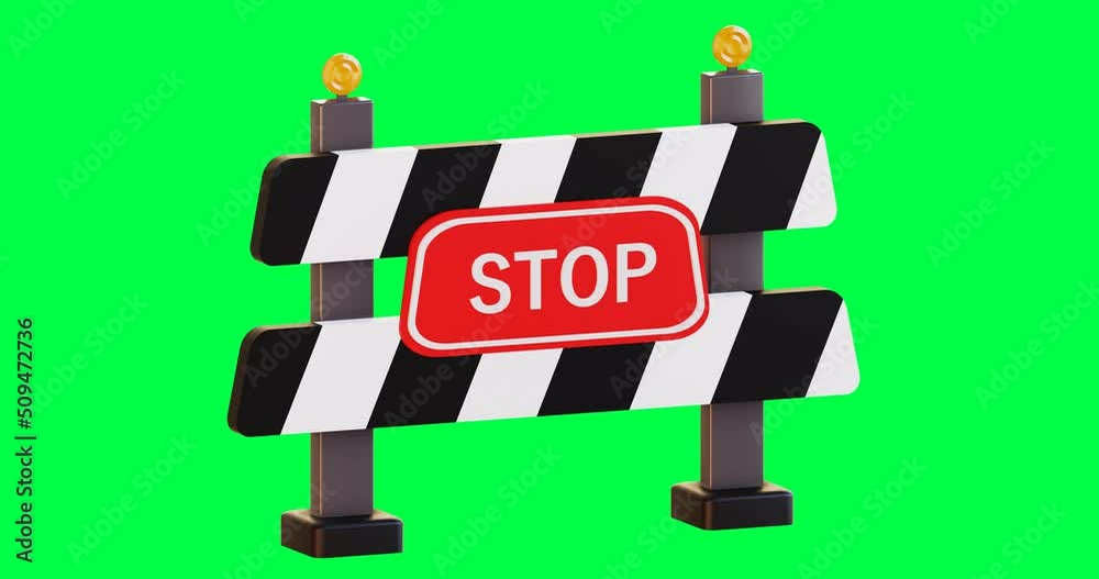 Stop sign. Animation of the appearance of a barrier with a stop sign ...