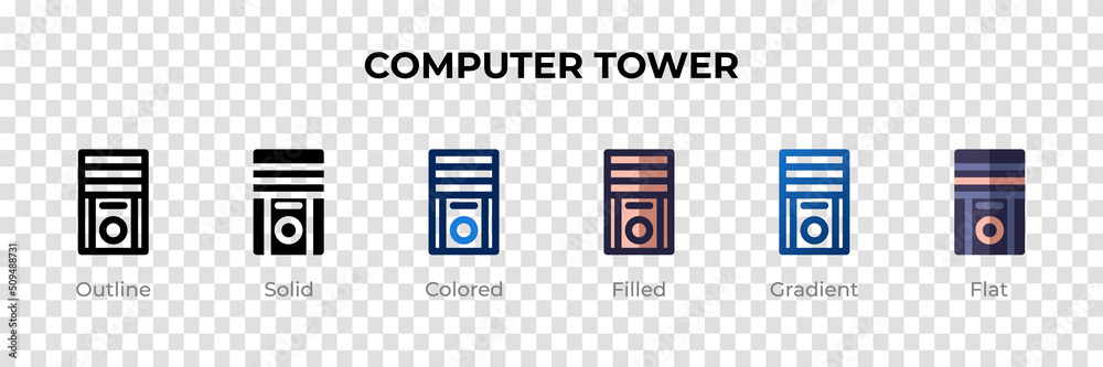 Computer Tower icon in different style. Computer Tower vector icons ...
