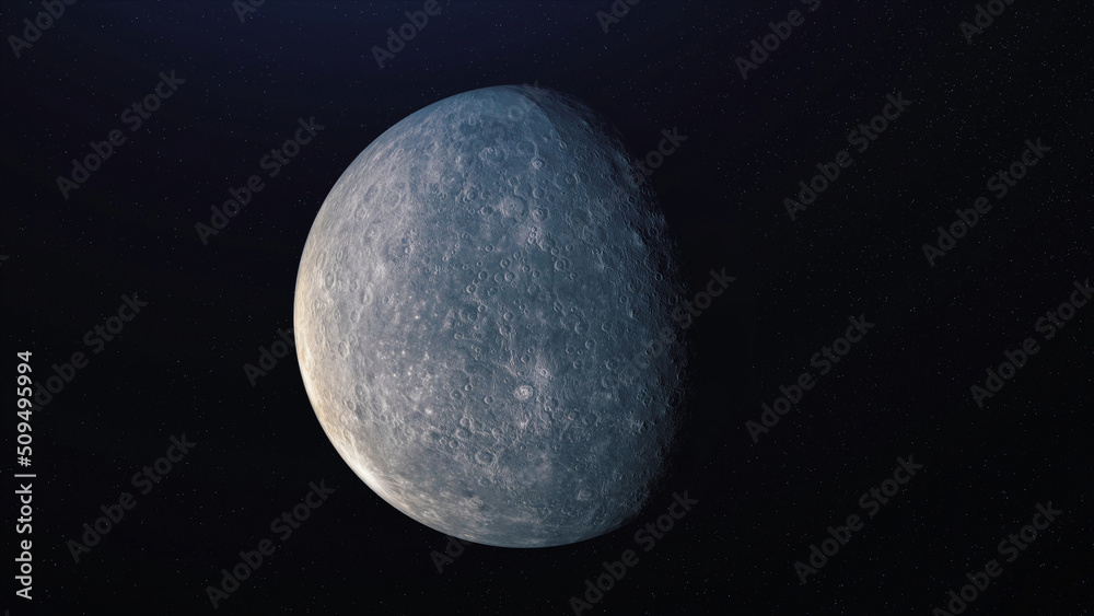 Abstract animation of grey moon full revolution around its axis ...