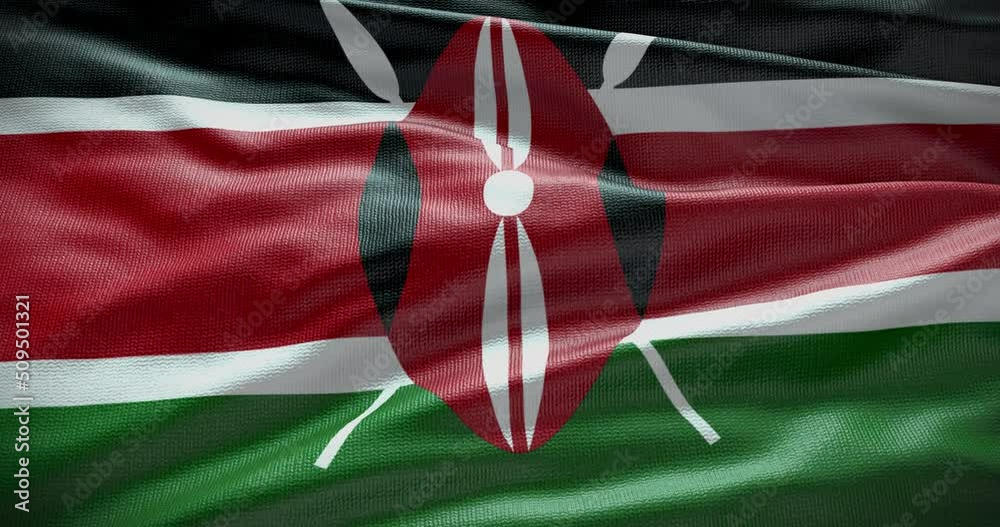 Kenya national flag waving background, 4k backdrop animation Stock ...