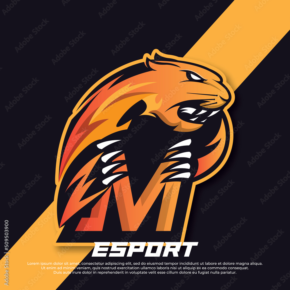 Initial letter M logo esport design, Panther esport logo design, Tiger ...