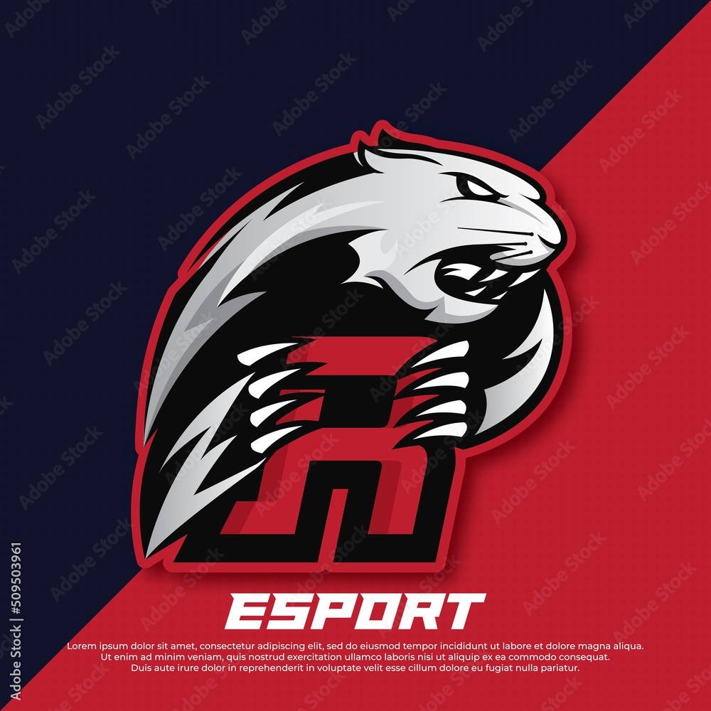 Initial letter R logo esport design, Panther esport logo design, Tiger ...