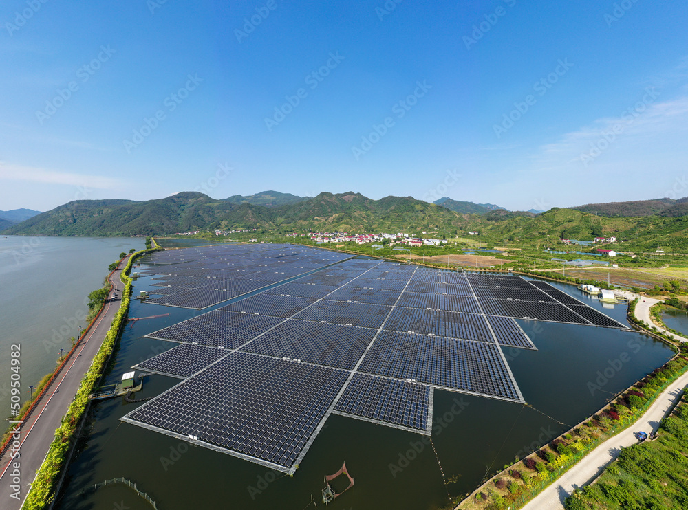 solar panels in pond Stock Photo | Adobe Stock
