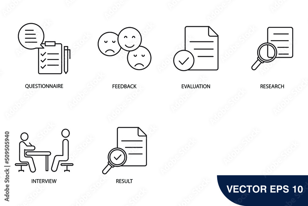 Customer satisfaction survey and questionnaire icons set . Customer ...