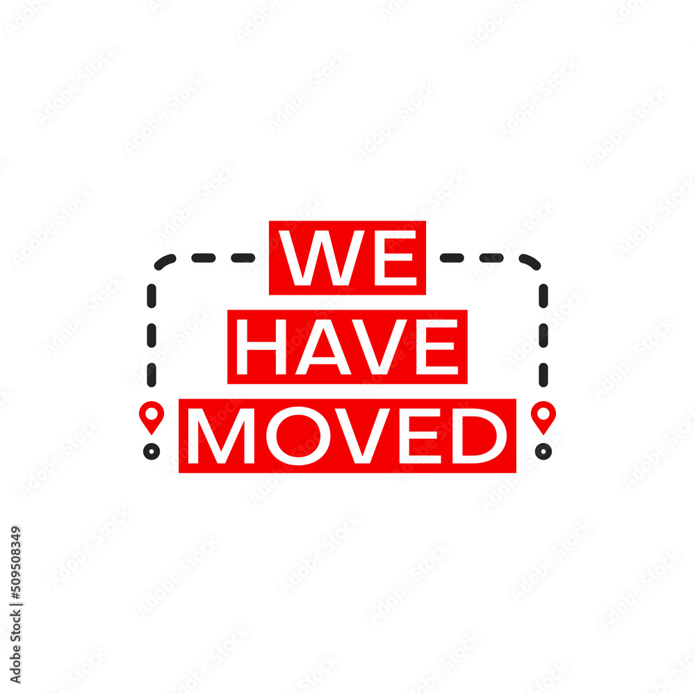 We have moved icon with new location pins and route. Vector sign of ...