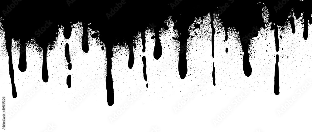 Abstract black paint dripping vector background. Black ink liquid ...