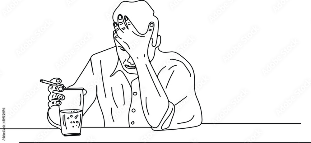 Alcohol Abuse vector, Winter Edition logo, sketch drawing of man ...