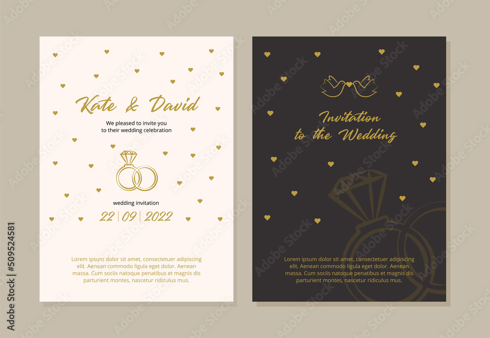 Wedding black invitation love background Stock Vector | Adobe Stock