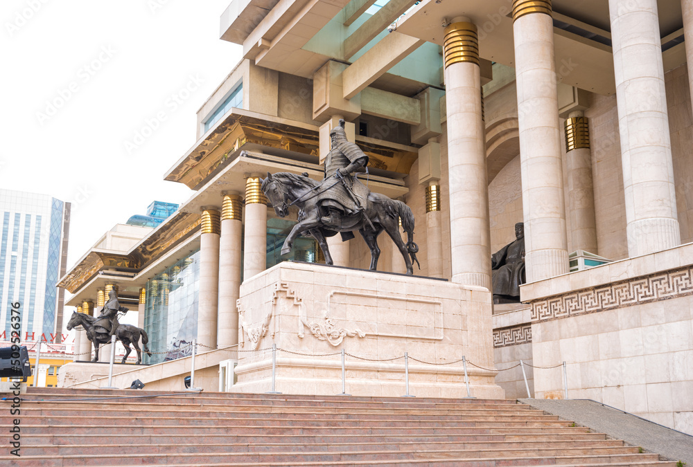 Ulaanbaatar, Mongolia - August 8, 2018: Statues Genghis Khan and ...