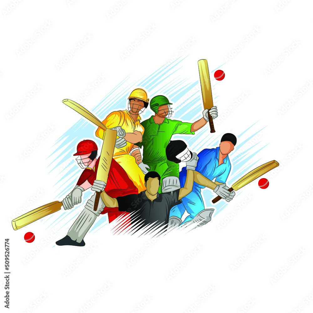 Cricket T20 Poster Design illustration with Cricketers, Players with ...