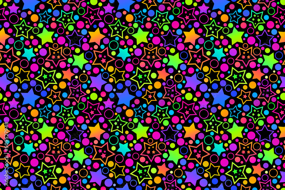 seamless background with bright festive neon stars Stock Illustration ...