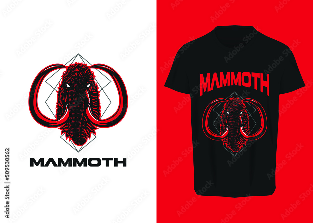 Mammoth elephant mascot with geometric background in detail vector ...