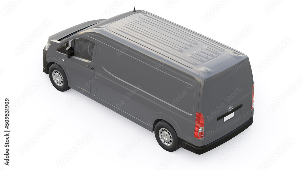 Tokyo, Japan. April 12, 2022: Toyota Hiace. Grey commercial van for ...