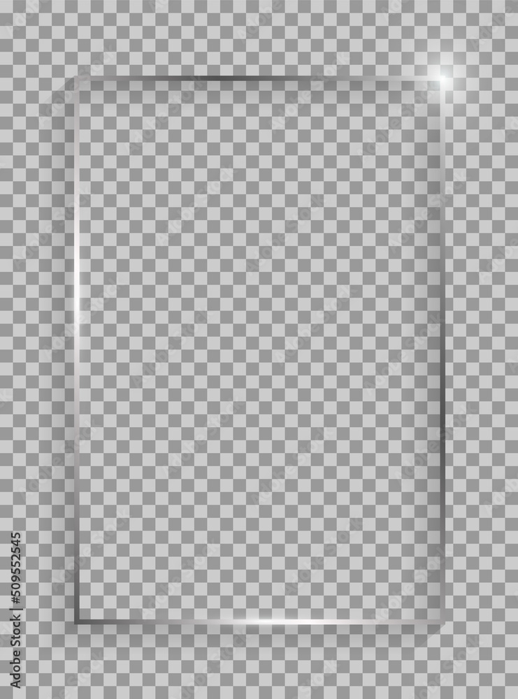 Silver rectangle frame with shadows and highlights isolated on a ...