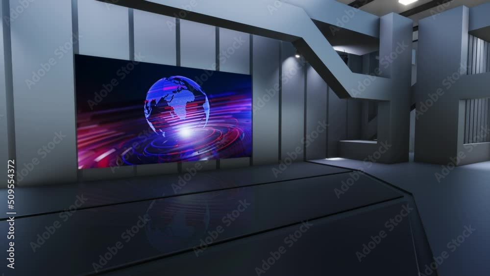 3D Virtual TV Studio News, Backdrop For TV Shows .TV On Wall.3D Virtual ...