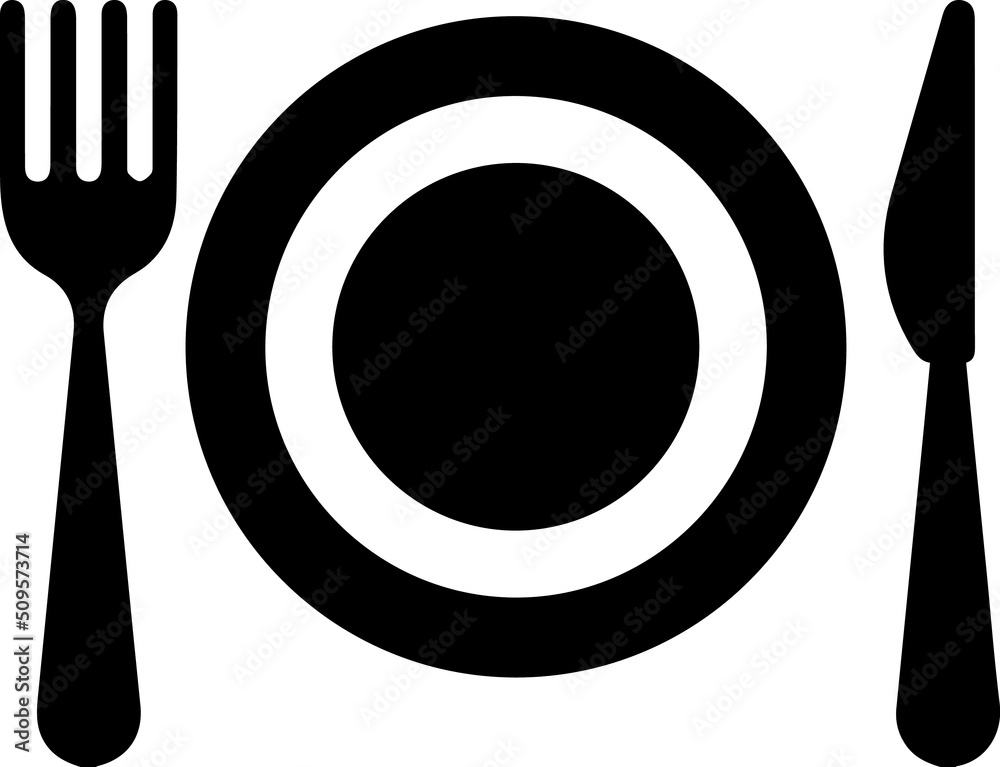 restaurant cutlery icons. Logotype menu. Set in flat style. Silhouette ...