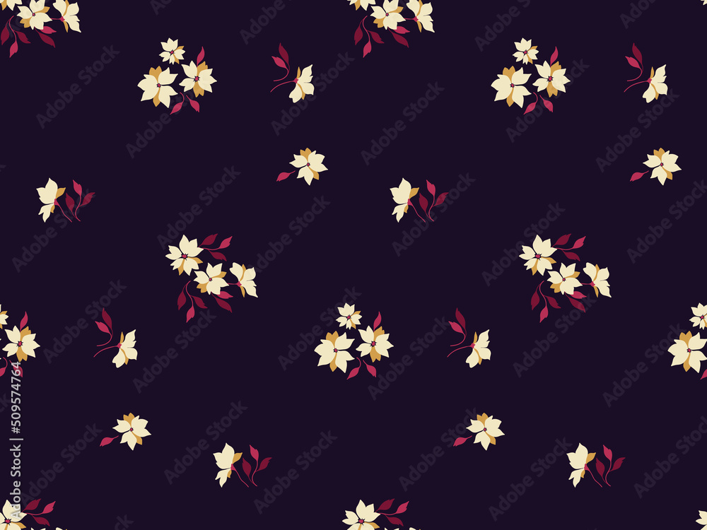 Seamless floral pattern, elegant ditsy print with small plants in ...