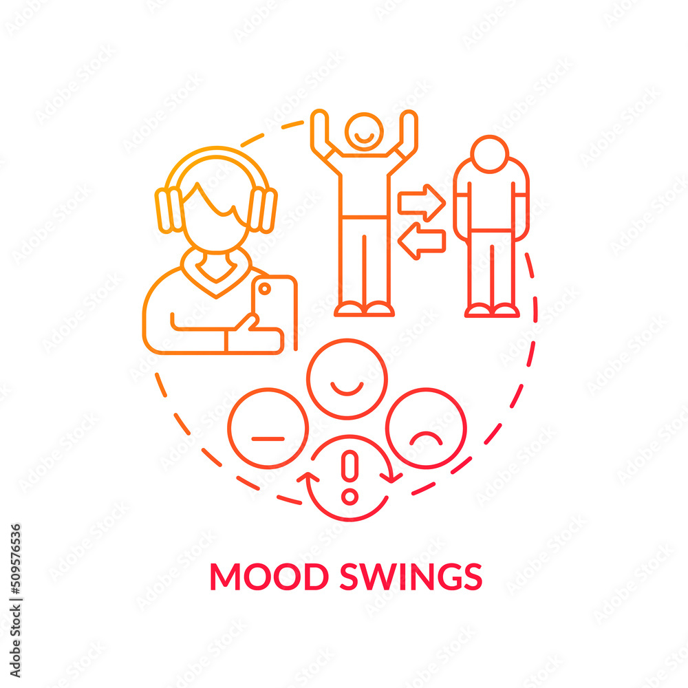 Mood swings red gradient concept icon. Teenage problem abstract idea ...