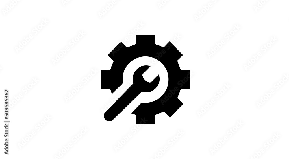 Mechanical Engineering Logo Design Icon, Service Tool Flat Vector Icon ...
