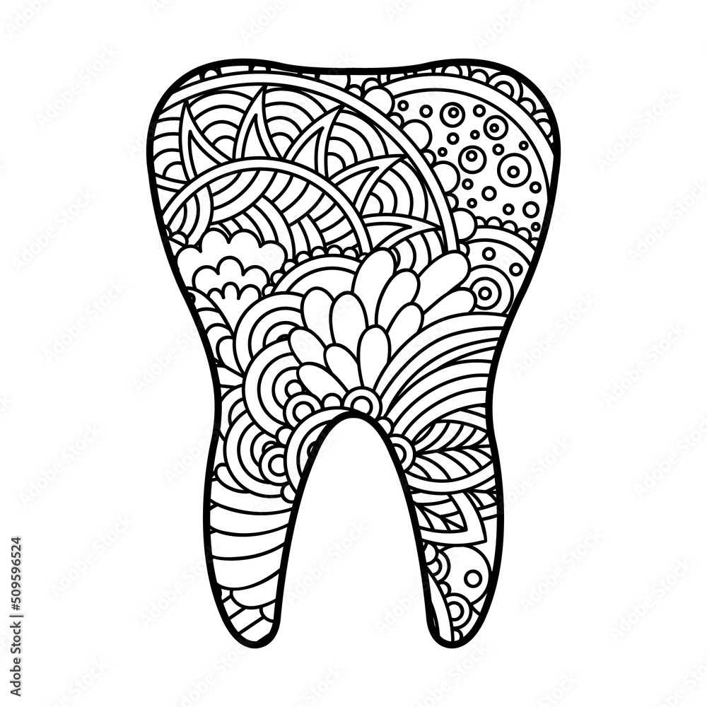 Zentangle Zentangle milk tooth. Vector ornamental and decorative ...