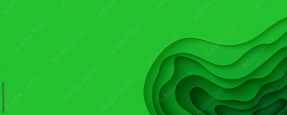 Abstract green background in paper cut style. 3d layout wallpaper cut ...