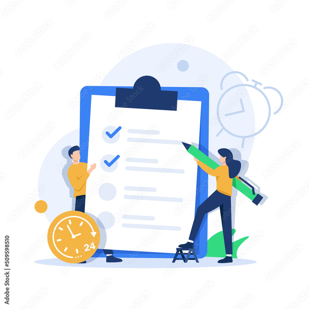 Plan fulfilled, task completed concept,flat design icon vector ...