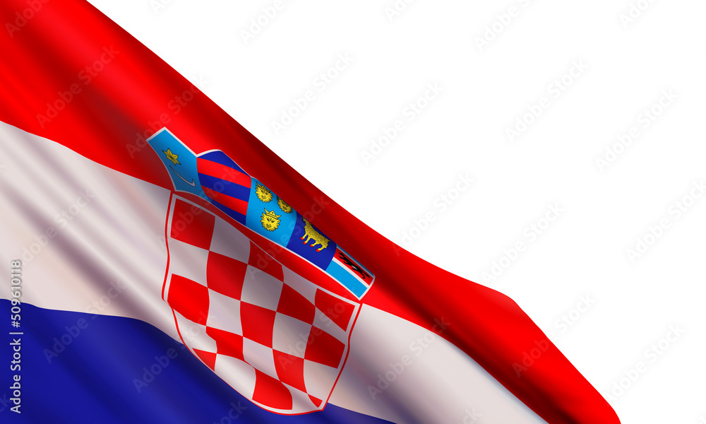 Vector illustration with a realistic flag of Croatia isolated on white ...