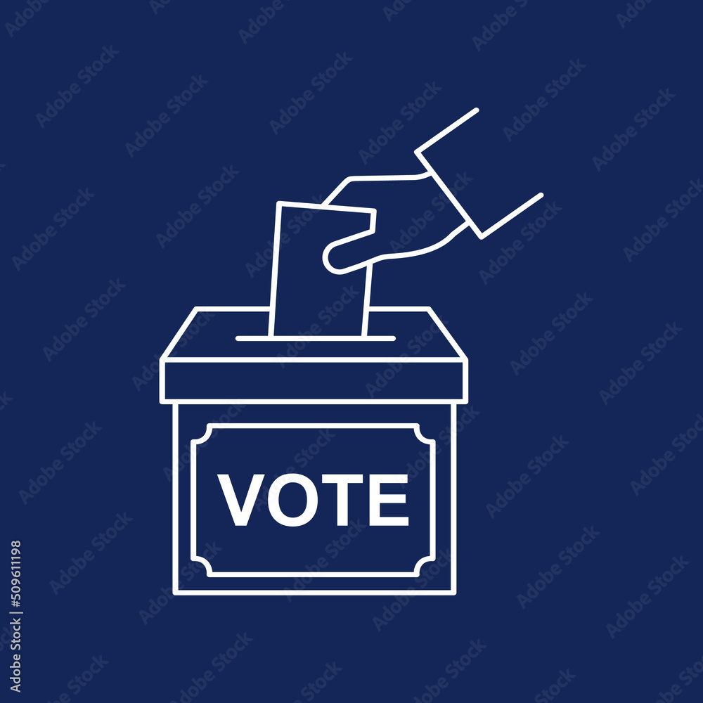 Sketch of hand putting vote bulletin into ballot box . Election concept ...