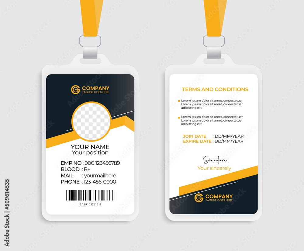 Modern and creative corporate company employee id card template Stock ...