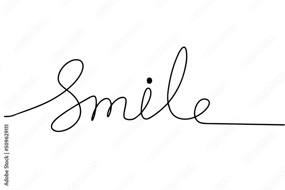 Hand drawn lettering smile. Fashion minimalist illustration. Single ...
