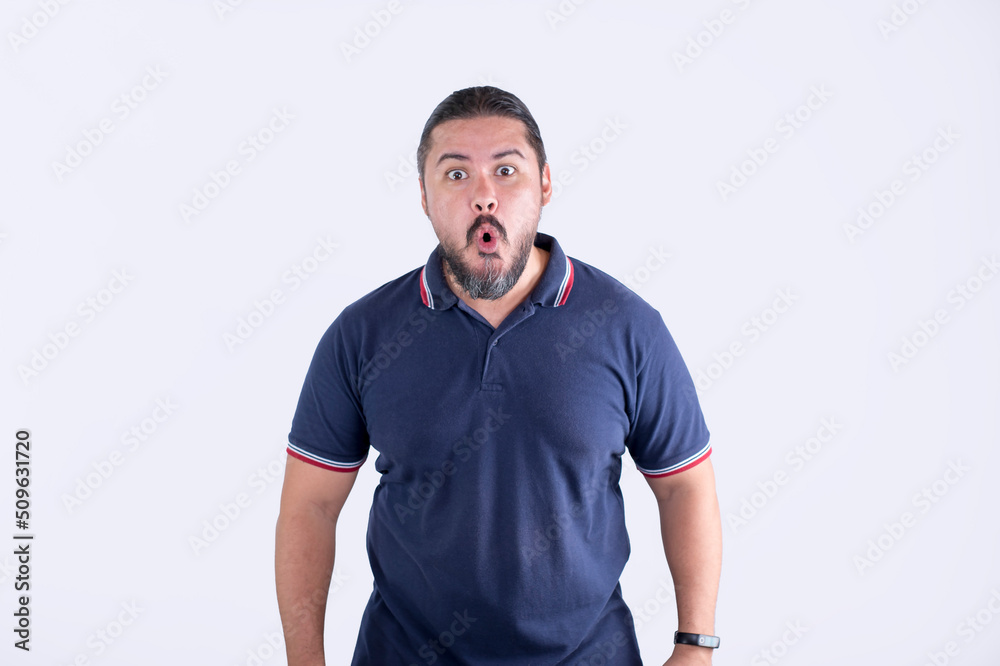 A dumbfounded and surprised man with a jaw dropping expression ...