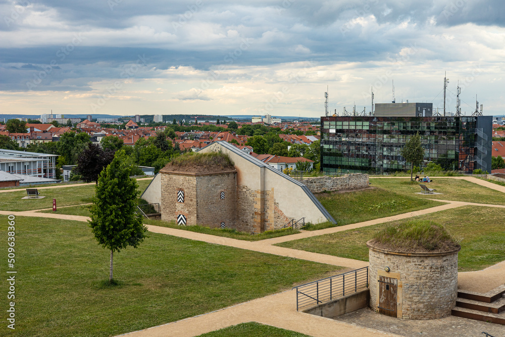 old military buildings - now a park at the peters mountain in Erfurt ...