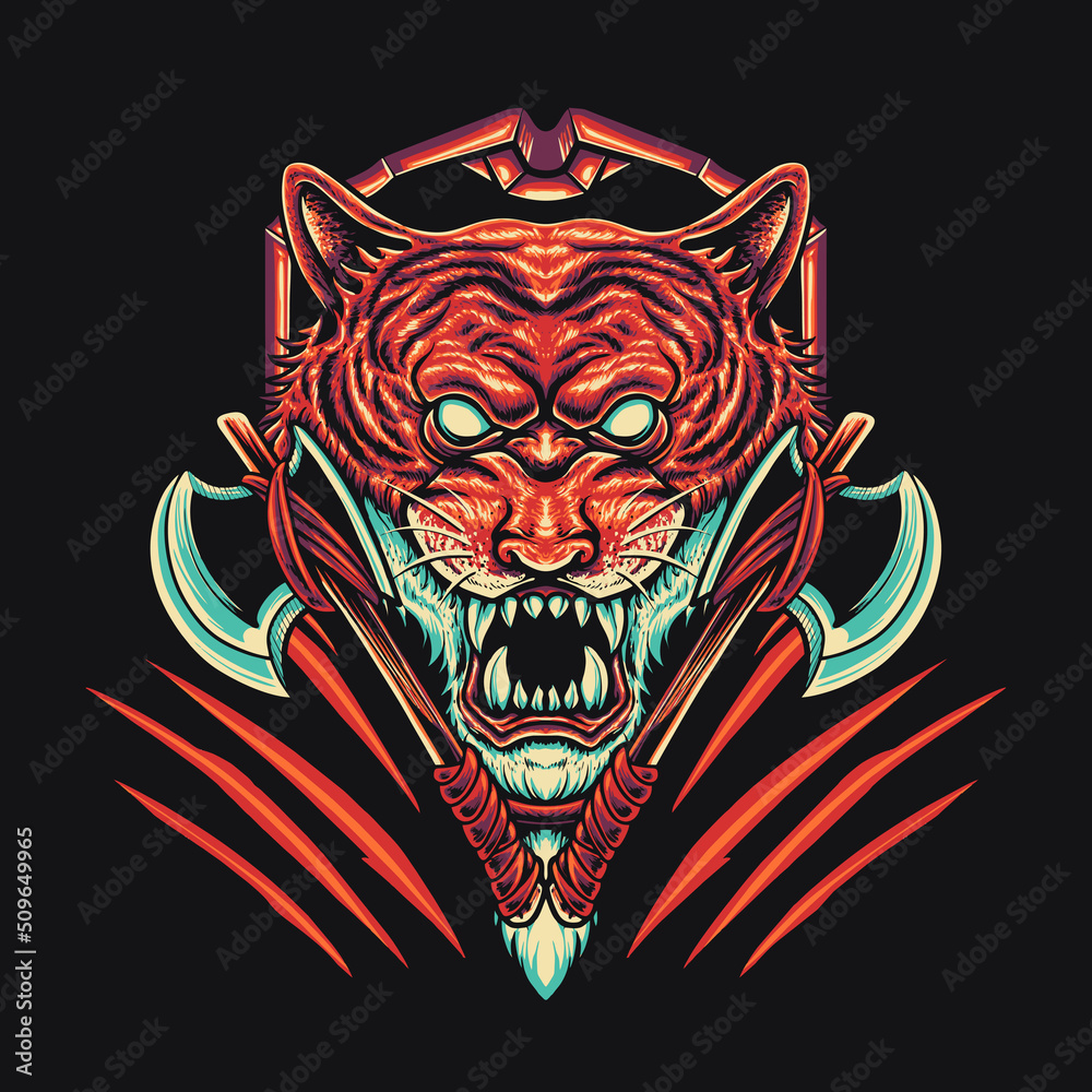 Tiger Head Guardian vector Illustration Stock Vector | Adobe Stock