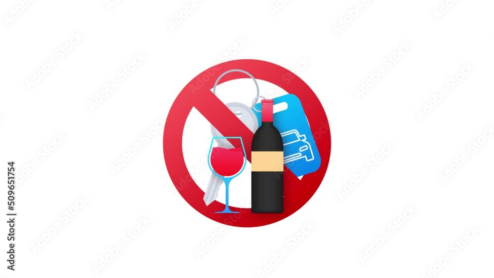 Don t drink and drive sign. No alcohol. Motion graphics . 4k Stock ...