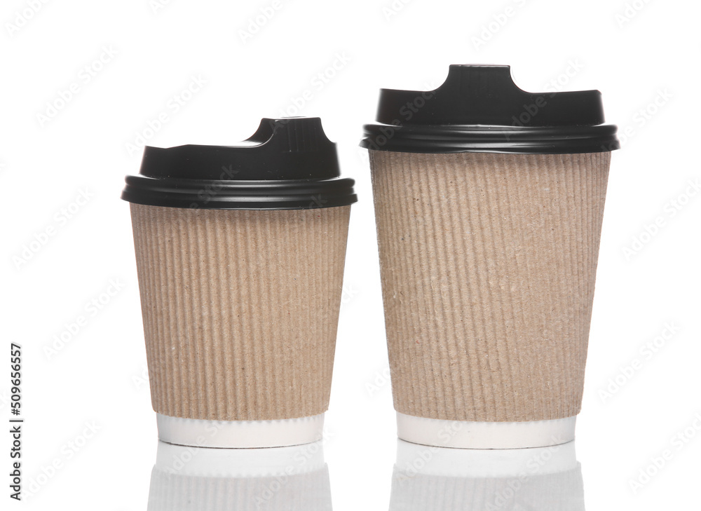 Cardboard coffee cups isolated on white background with shadow Stock ...