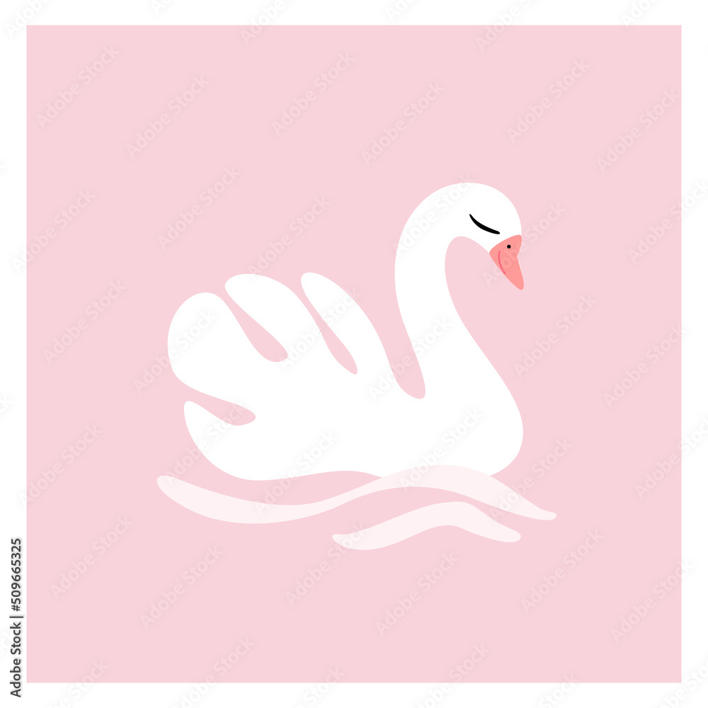 Cartoon swan, cute character for children. Vector illustration in ...