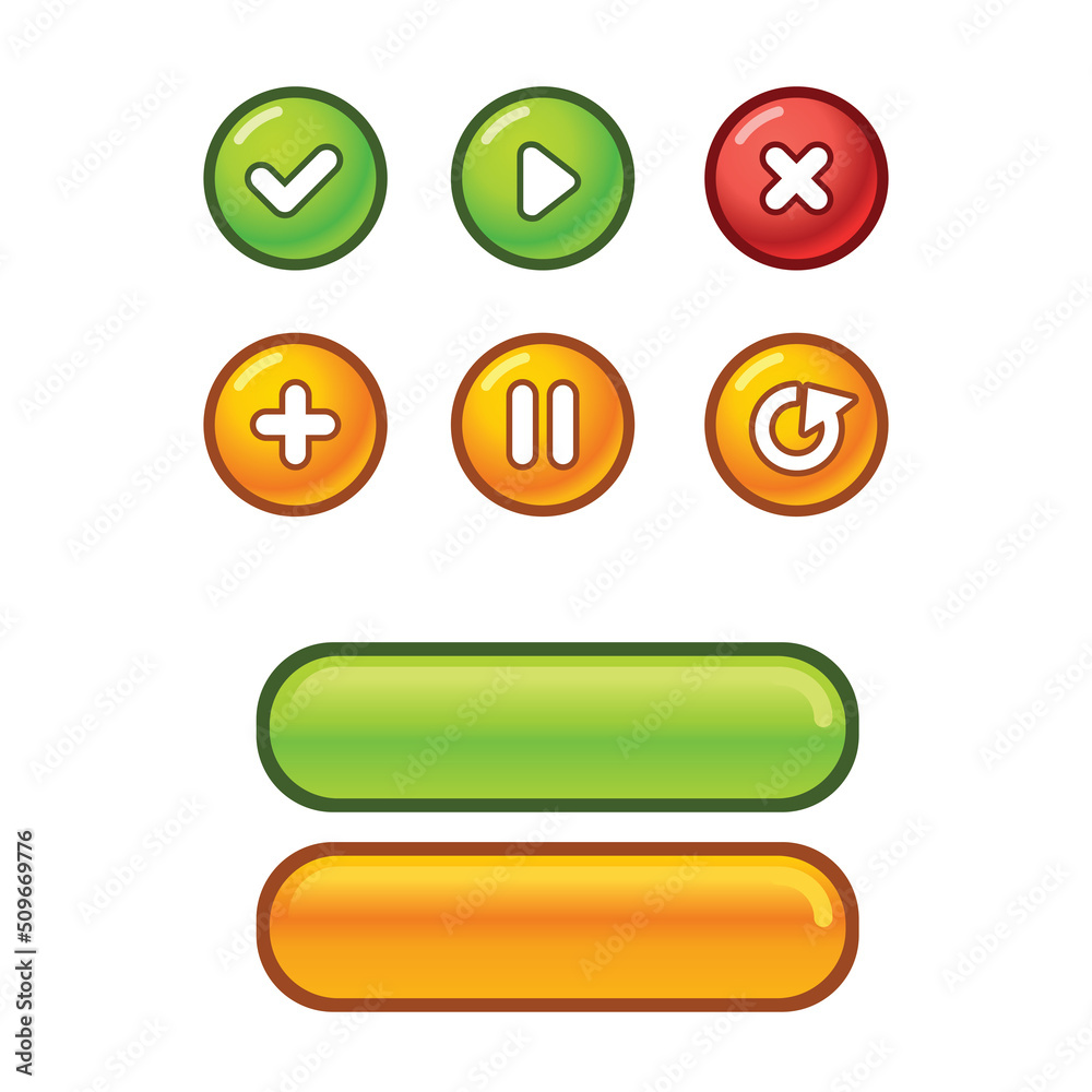 Game ui set of Buttons. GUI design to build 2D games. Vector. Stock ...
