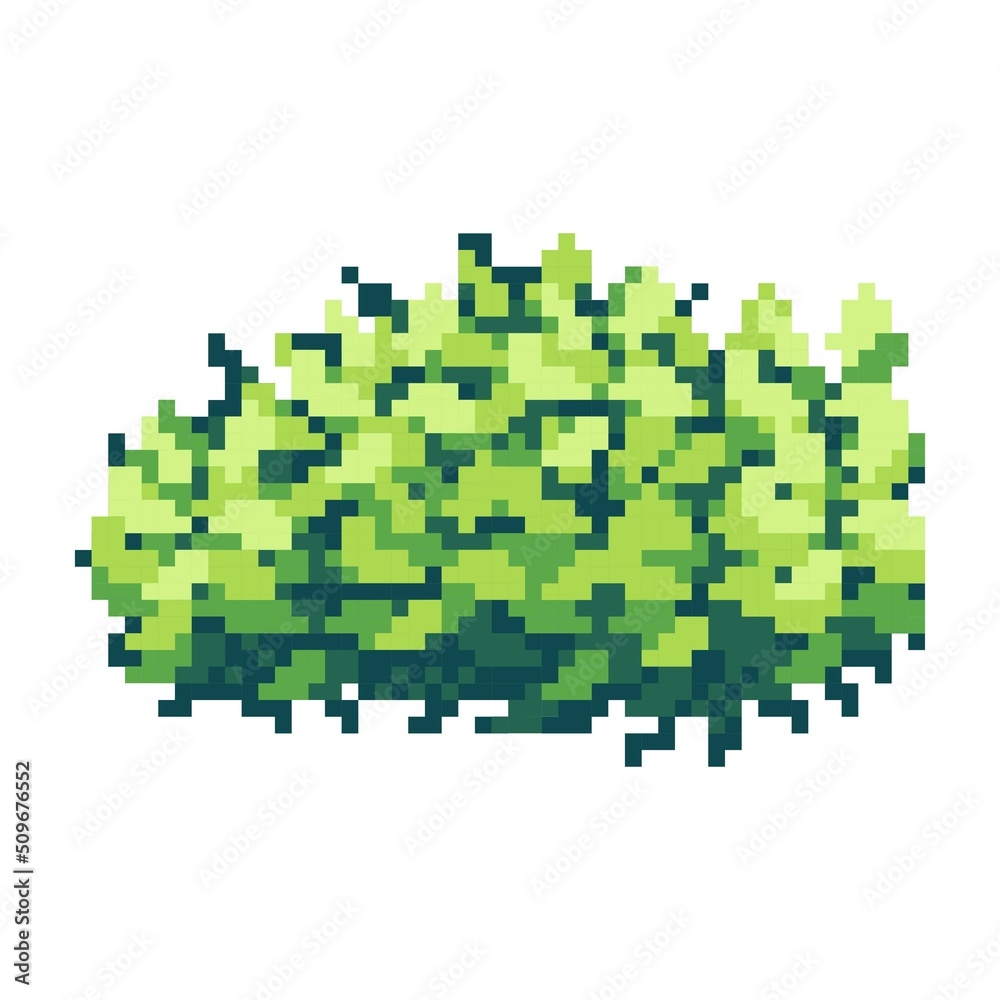 Green bush pixel art. Vector illustration. Stock Vector | Adobe Stock