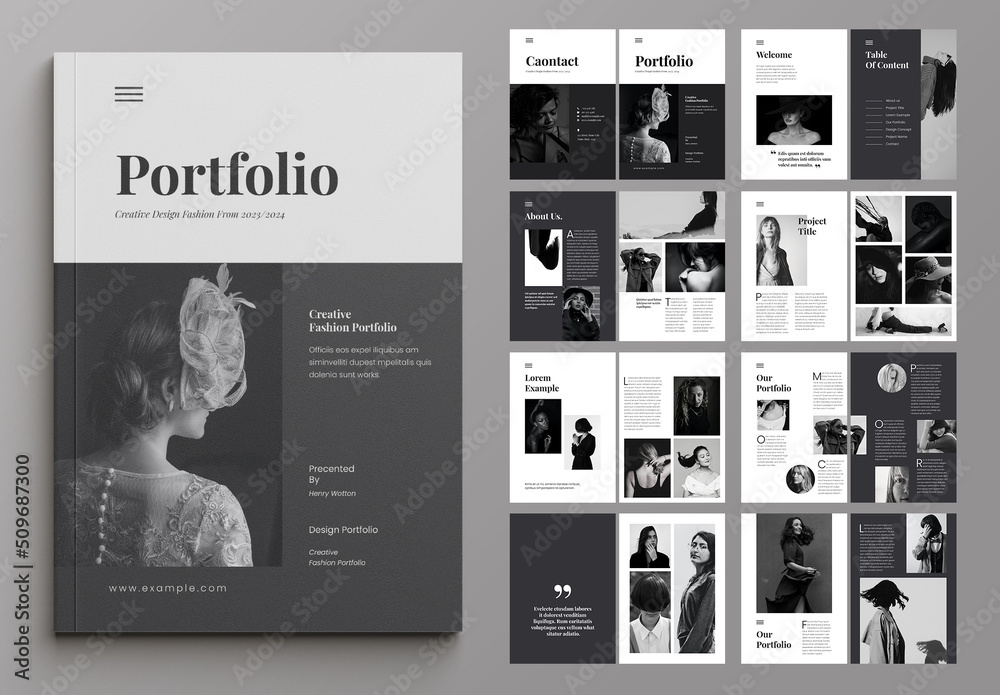 Black Portfolio Layout Stock Template | Adobe Stock