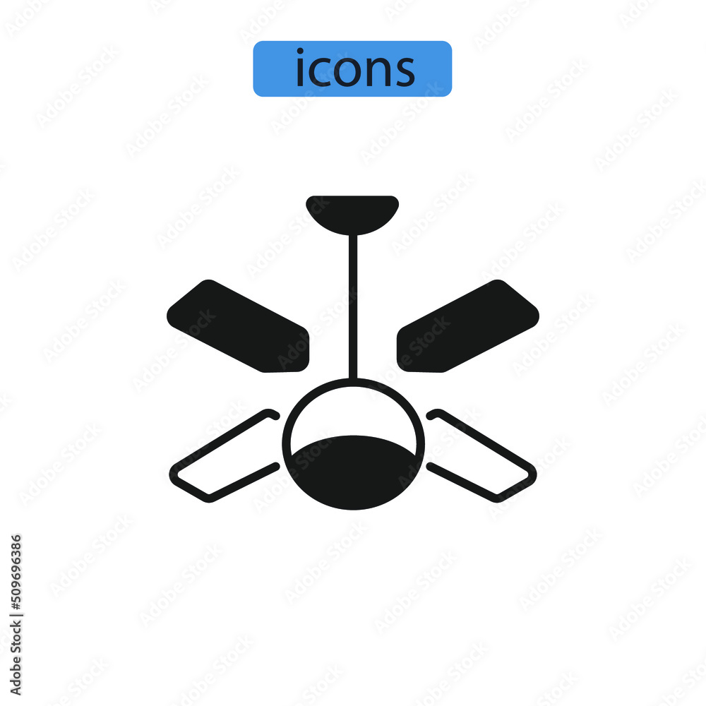 ceiling fan icons symbol vector elements for infographic web Stock ...