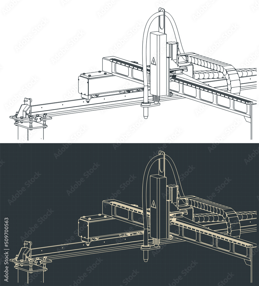 CNC plasma cutting machine drawing Stock Vector | Adobe Stock