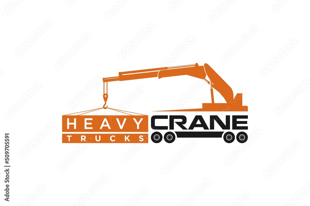 Mobile crane logo heavy equipment excavator construction hoist lifting ...