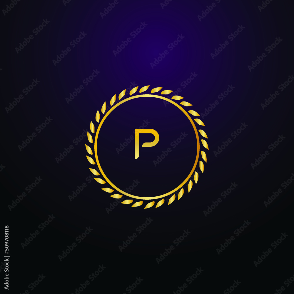 Vetor de Premium luxury Vector elegant gold and font Letter P Template ...