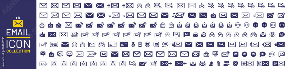 Email vector icon set. E-Mail envelope collection, contact symbol ...