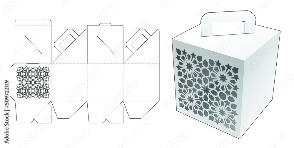 stenciled Arabic pattern box die cut and 3D mockup Stock Vector | Adobe ...