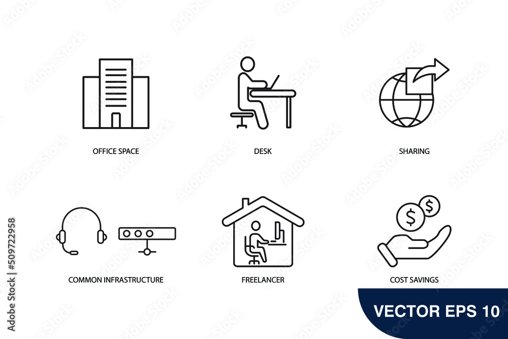 coworking icons set . coworking pack symbol vector elements for ...