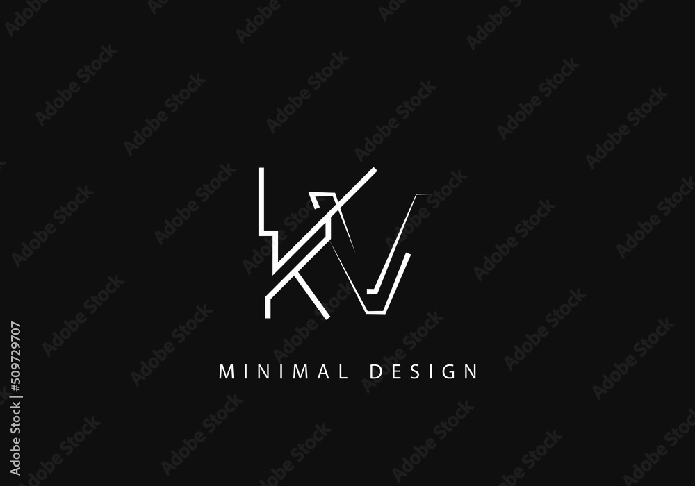 Alphabet letter KV logo design line art Stock Vector | Adobe Stock