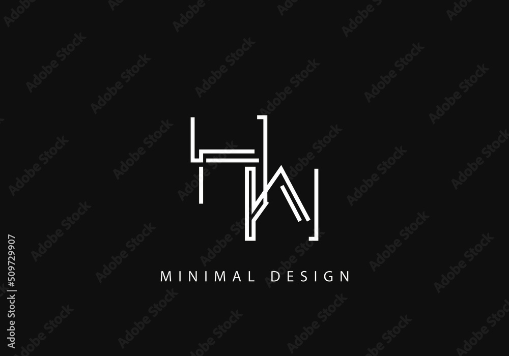 Alphabet letter HW logo design line art Stock Vector | Adobe Stock